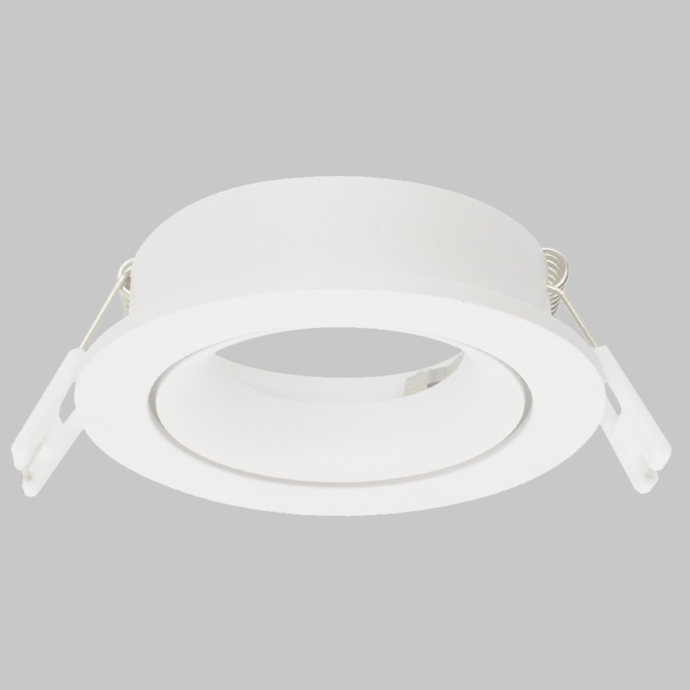 White GU10 downlight fitting with adjustable tilt