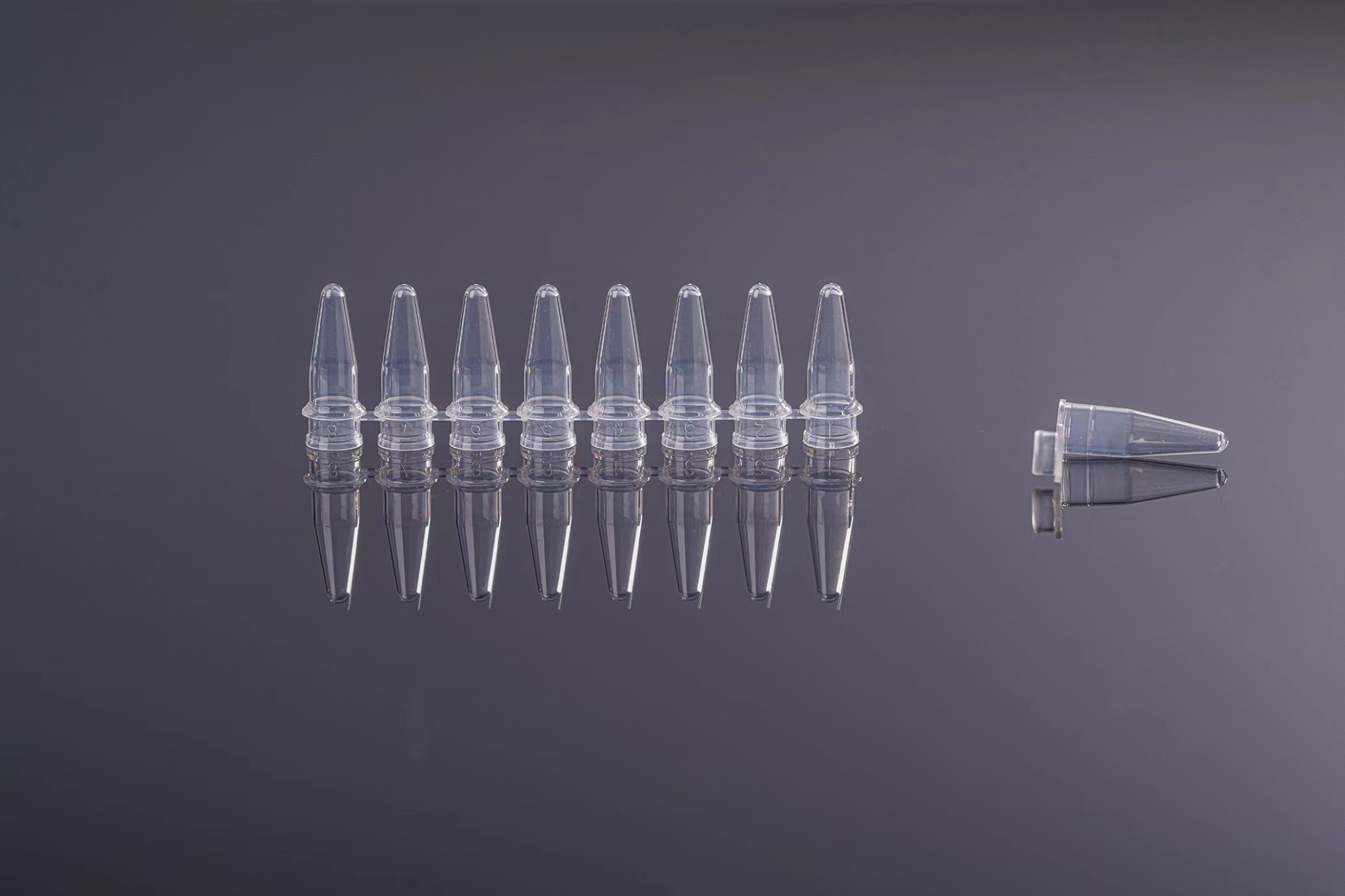 0.2 mL-PCR 8連チューブ&8連フラットキャップ- Aタープ（透明）,PCR8連チューブ Aタープ（透明）