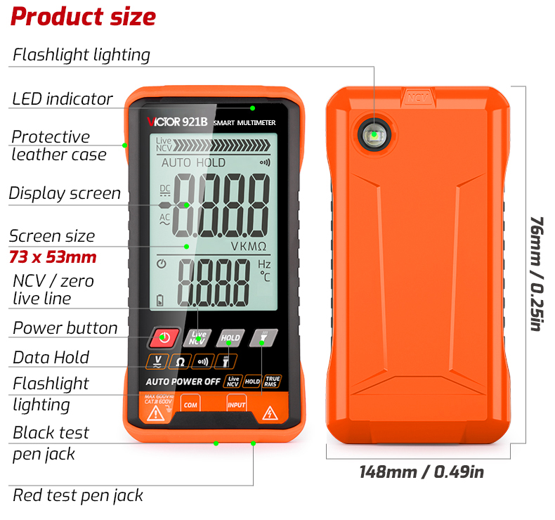 VICTOR 921A 921B Smart Digital Multimeter ,measure DCV, ACV, resistance ...