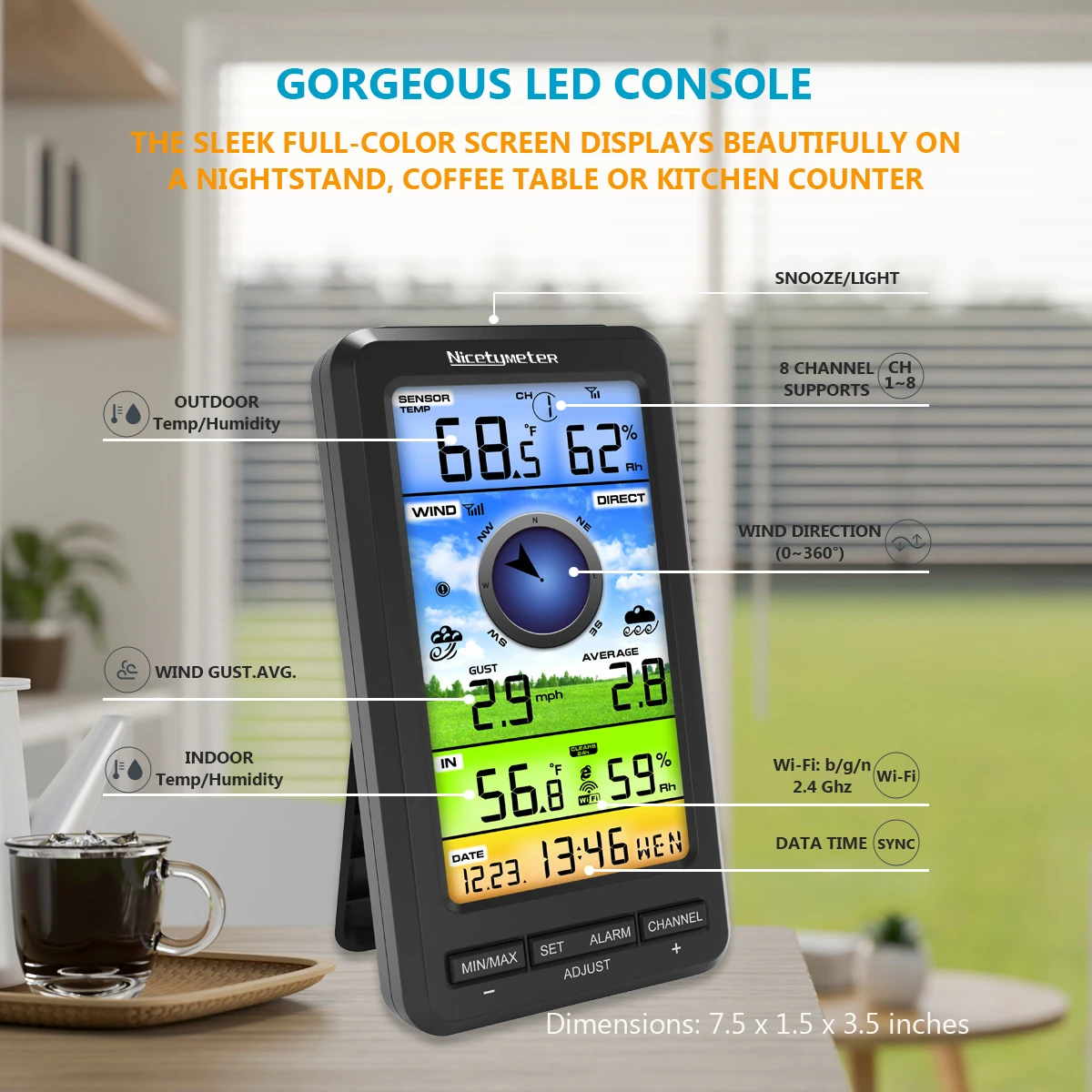 NicetyMeter (0214W) 3-in-1 Wi-Fi Indoor Outdoor Wireless Weather ...