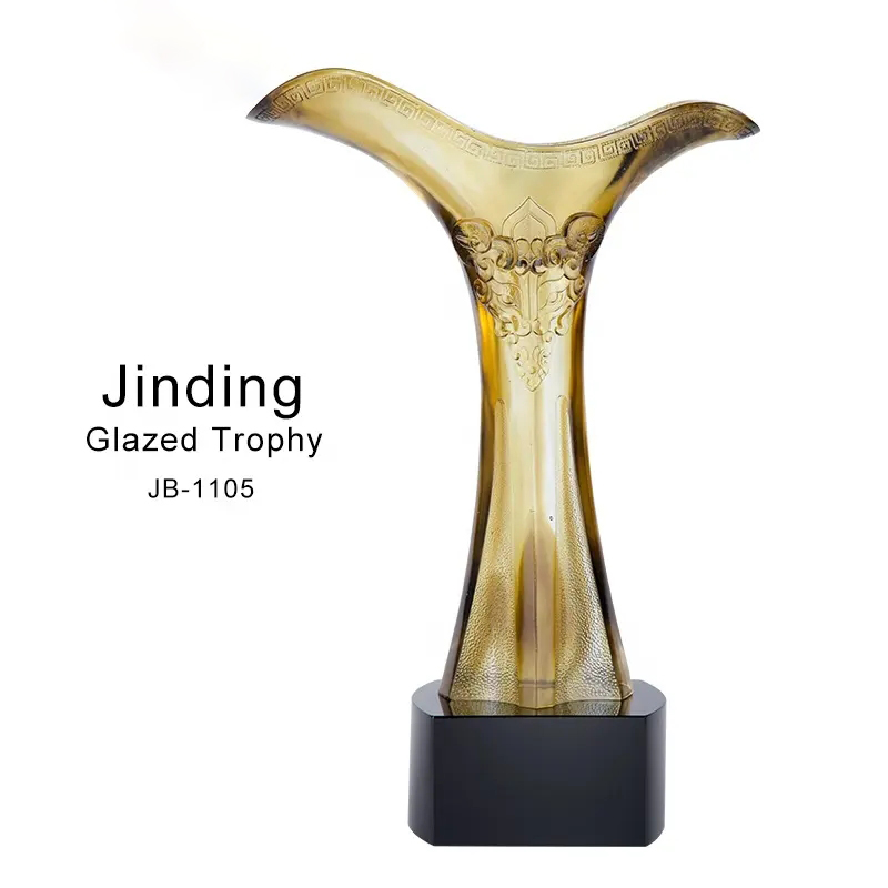 DING tripod shape gold design pate de verre crystal art trophy award