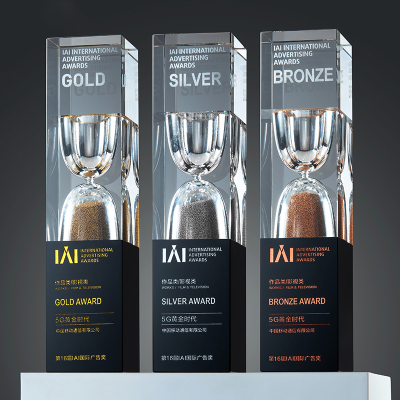 custom laser engraving hourglass crystal awards glass trophies