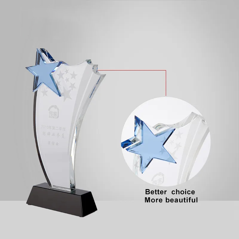 Blue Crystal Star Trophy And Award