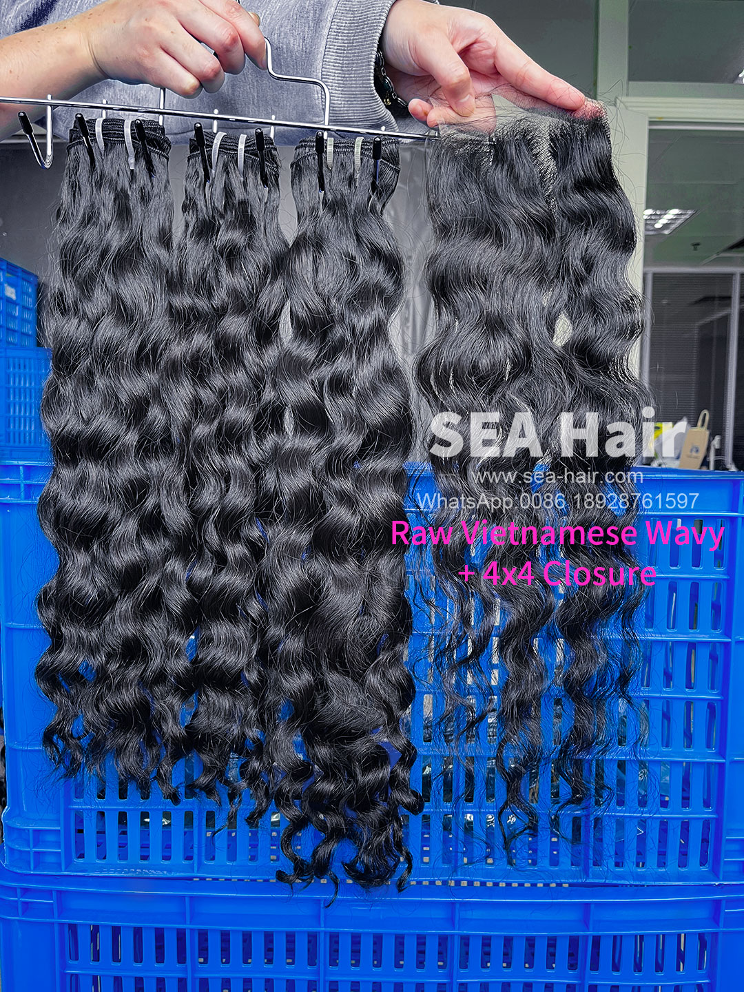 SEA Hair Vietnamese Wavy Raw Hair 3 Bundles with 4x4 Transparent/HD Closure