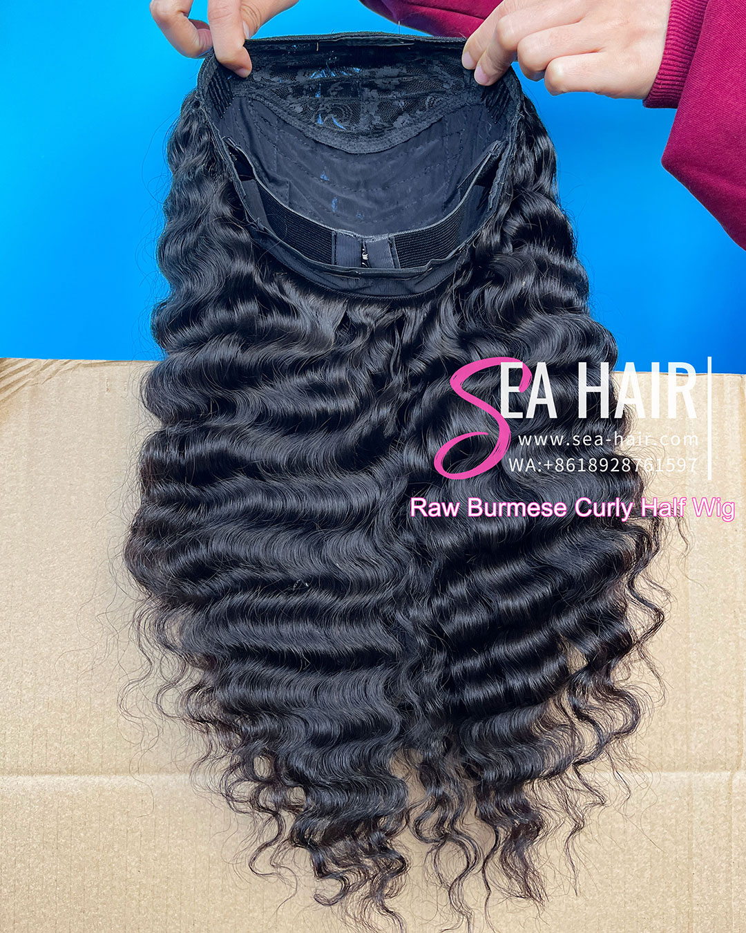 Sea Hair Raw Southeast Asian Burmese Curly Raw Hair Half Wig