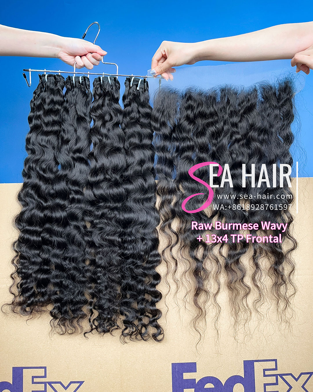 SEA Hair Burmese Wavy 3 Bundles with 13x4 Transparent/HD Lace Frontal