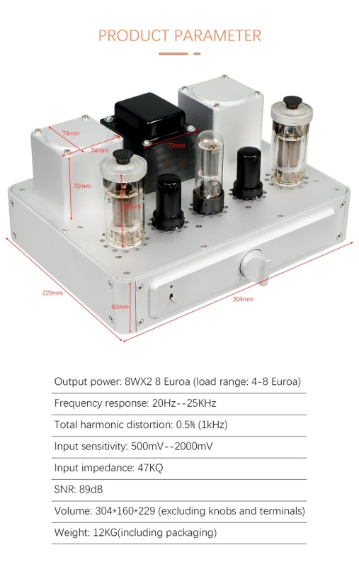 A500 Single-ended Class A FU-50 8W*2 Tube Amplifier Small 300B Tube Amp Bluetooth 5.0