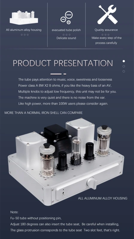 A500 Single-ended Class A FU-50 8W*2 Tube Amplifier Small 300B Tube Amp Bluetooth 5.0