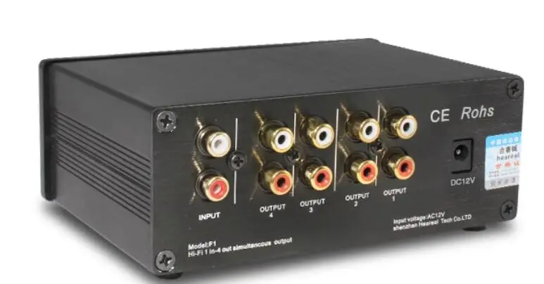 1 input and 4 outputs simultaneously Audio switcher hifi line conversion with 1 input lossless ...