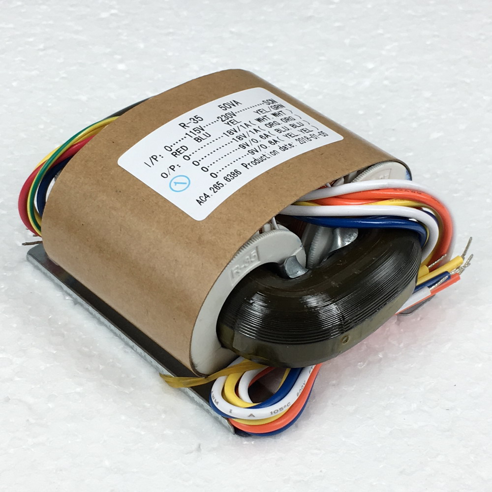 50W R type Oxygen free copper Power Transformer 50VA dual 18V dual 9V ...