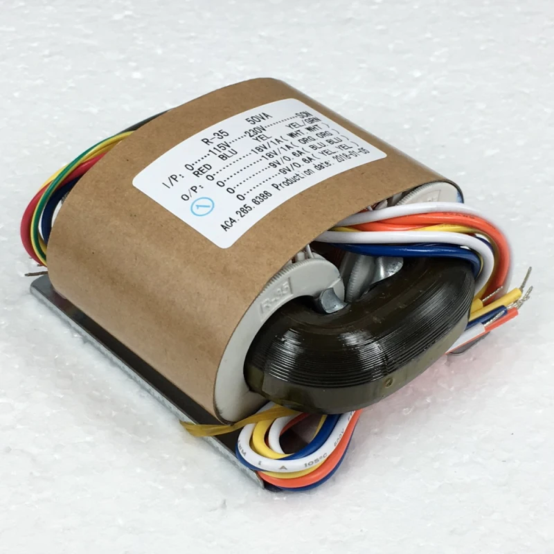 50W R type Oxygen free copper Power Transformer 50VA dual 18V dual 9V ...