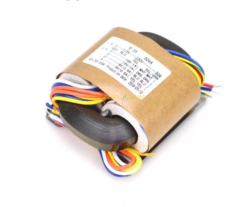 50W R type Oxygen free copper Power Transformer 50VA dual18V+dual 9V ...
