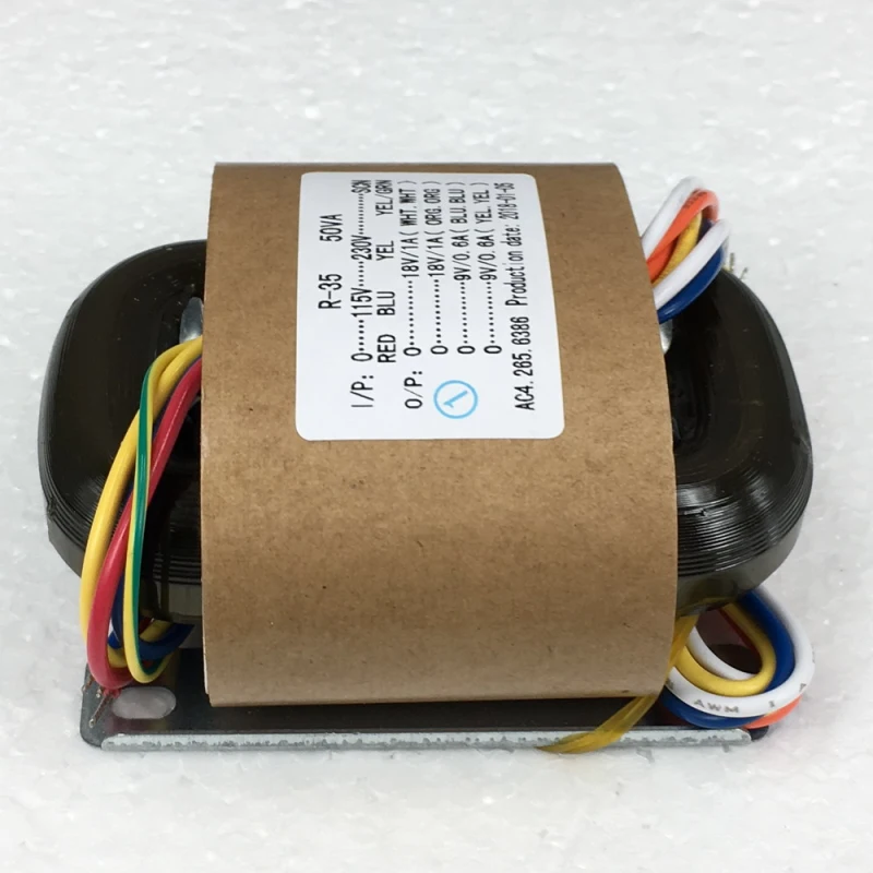 50W R type Oxygen free copper Power Transformer 50VA dual 18V dual 9V ...