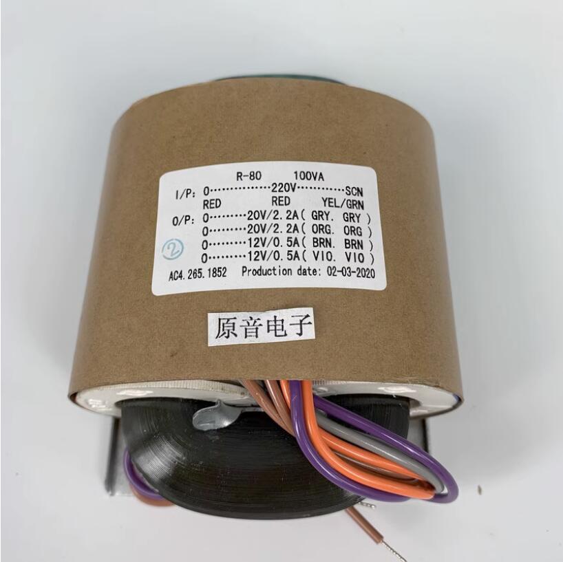 100W R type Oxygen free copper Power Transformer 100VA dual 20V dual ...