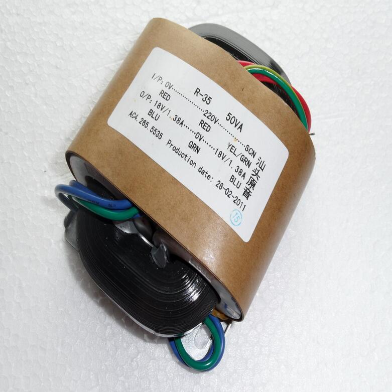 50W R type Oxygen free copper Power Transformer 50VA dual 18V voltage ...
