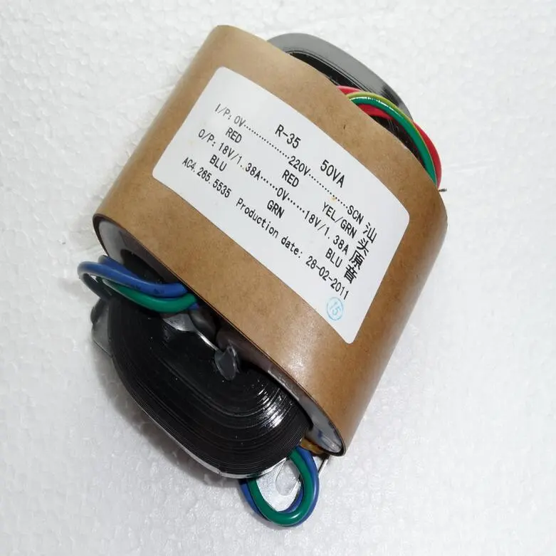 50W R type Oxygen free copper Power Transformer 50VA dual 18V voltage ...