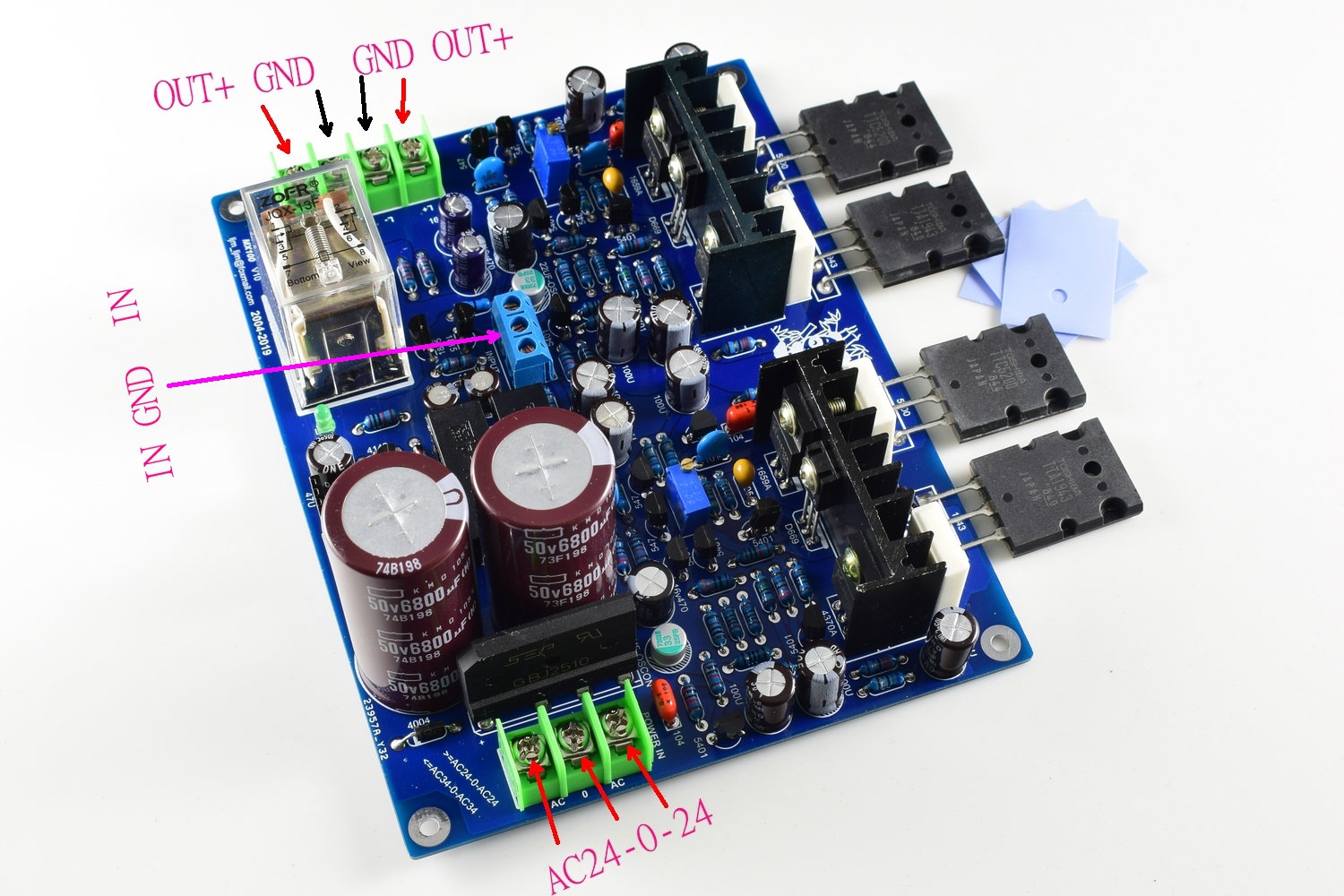 MX100 SANKEN 2SA1186 2SC2837 AUDIO Dual-channel Power Amplifier Board