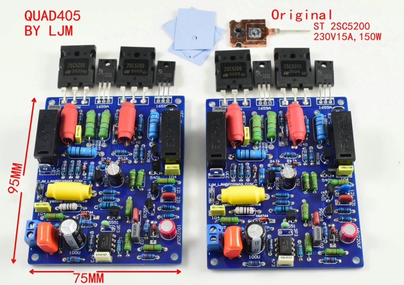 Finished QUAD405 Stereo KTA1659A 100W+100W Power amplifier board