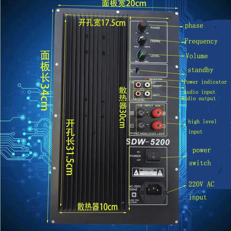 1000W high-power amplifier board cinema home device, amplified bass ...