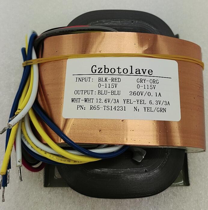 80W Pure Copper R-type Transformer Output: 0-260V 0-12.6V 0-6.3V For ...