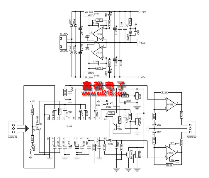 LM4610 with 3D surround equal volume tone control board