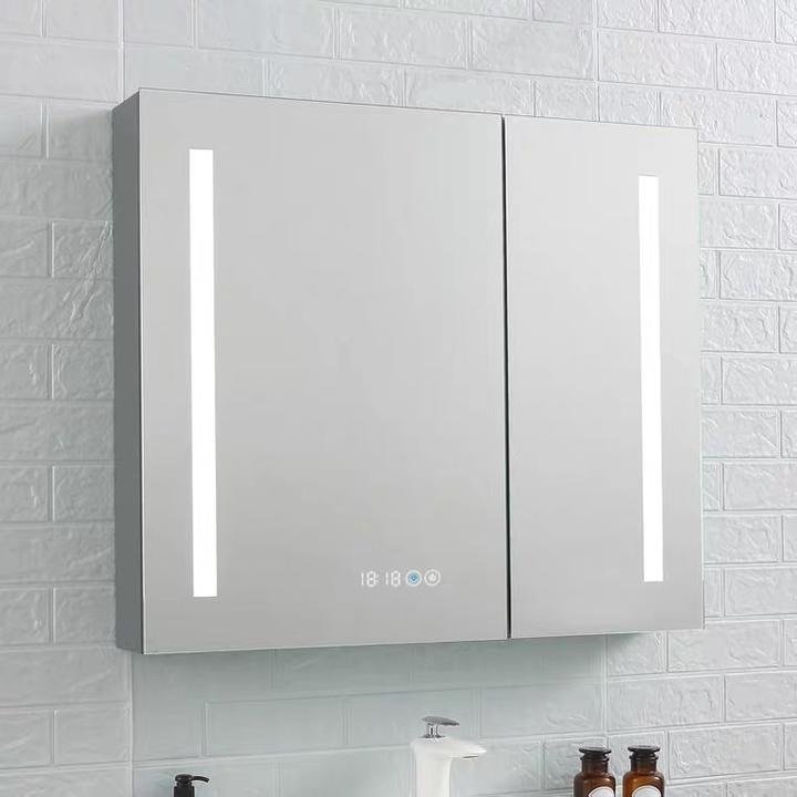 Smart Led Bathroom Mirror Cabinet with Digital Clock,Bathroom Mirror