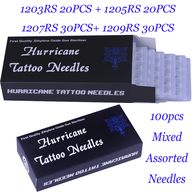 100Pcs Mixed size Hurricane tattoo needle 3RS/5RS 20pcs of each, 7RS ...
