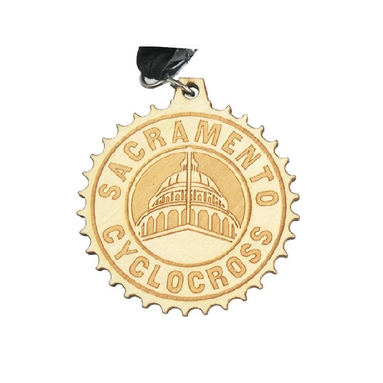 custom wood medals for cycling