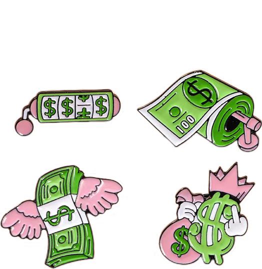 Custom dollar pin badges