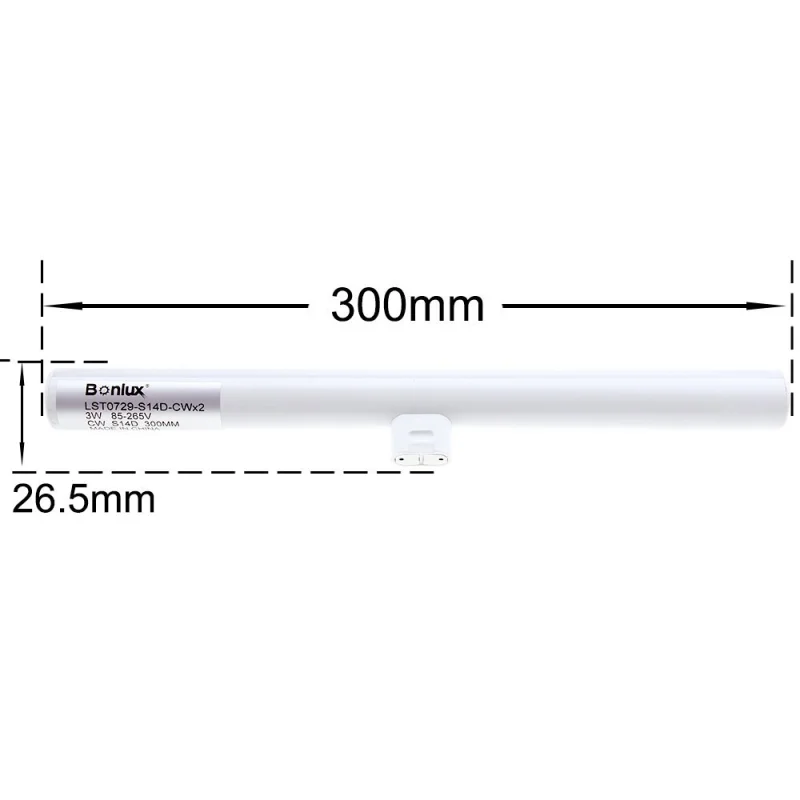 3W S14d 2-Pin Base Tubular Light Bulbs Linestra Vanity Light Bulb 300mm ...