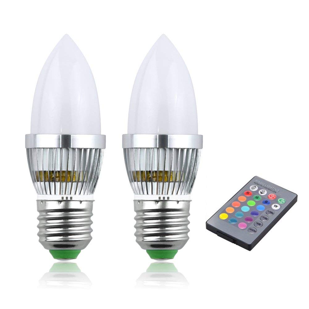 RGB LED Light Bulbs 3W Dimmable 16 Colors Change Light Bulb Medium ...
