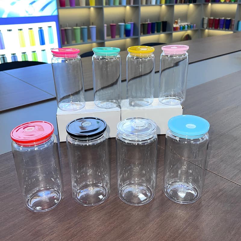 RTS 16oz Acylic Plastic Can with Colored Lid 10-14 days to your door ...