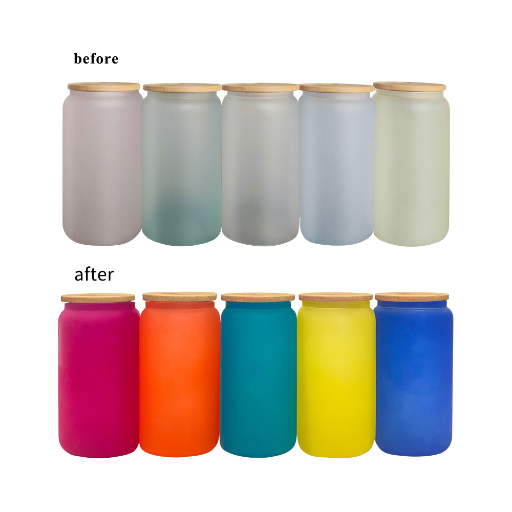 US RTS 16oz Sublimation Cold Color Change Glass Can (25PCS)