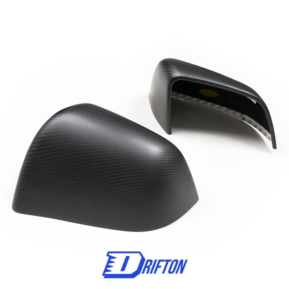 Matte Finished Carbon Fiber Mirror Cover Stick On For Tesla Model Y ...