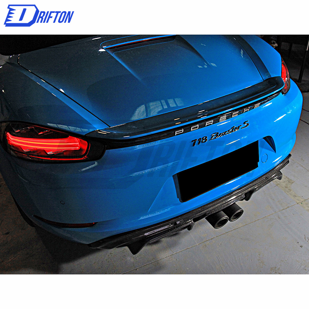 TechArt Style Carbon Fiber Rear Diffuser Trim Cover For Porsche 718 ...