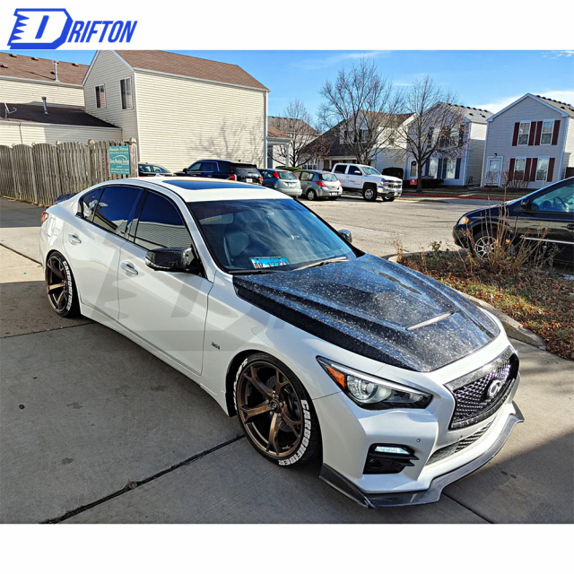 GTS Style Honeycomb Carbon Fiber Hood Bonnet For INFINITI Q50 2014-2021