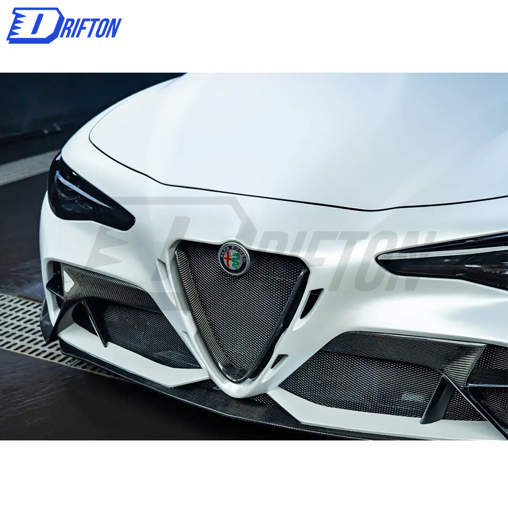 GTAM Style Half Carbon Fiber Front Bumper For Alfa Romeo Giulia 2016-2023