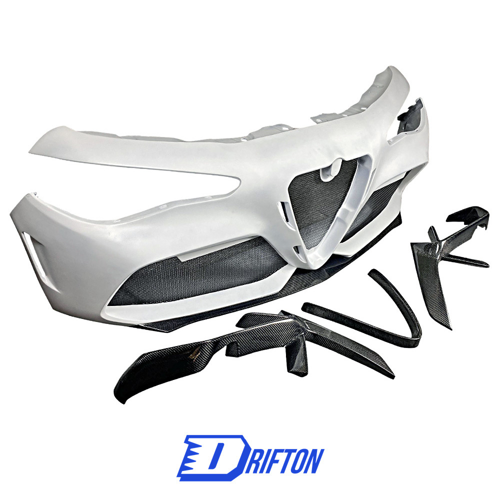 GTAM Style Half Carbon Fiber Front Bumper For Alfa Romeo Giulia 2016-2023