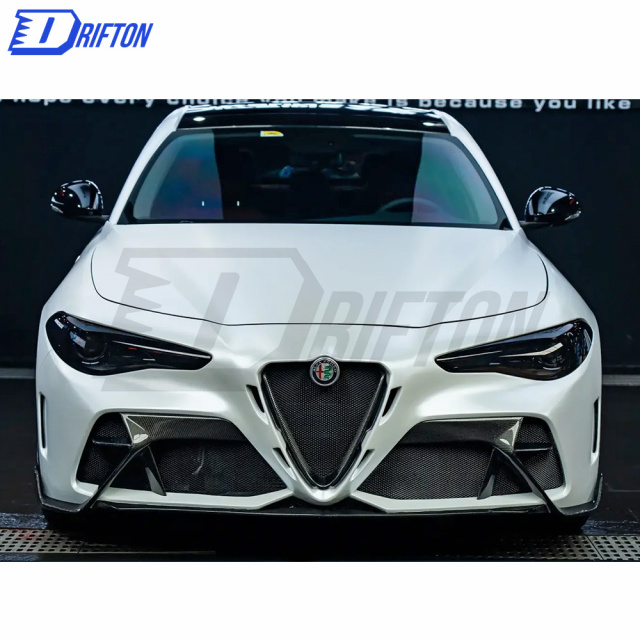 GTAM Style Half Carbon Fiber Front Bumper For Alfa Romeo Giulia 2016-2023