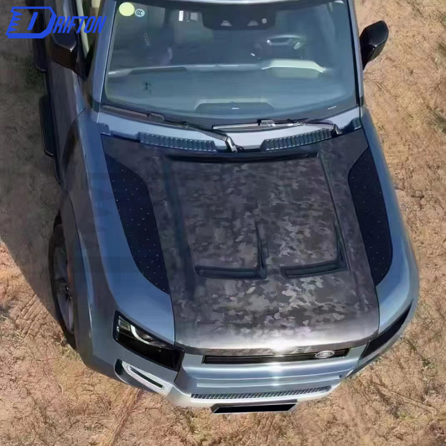 SVR Style Camo Weave Dry Carbon Fiber Hood For Land Rover Defender 2020 ...