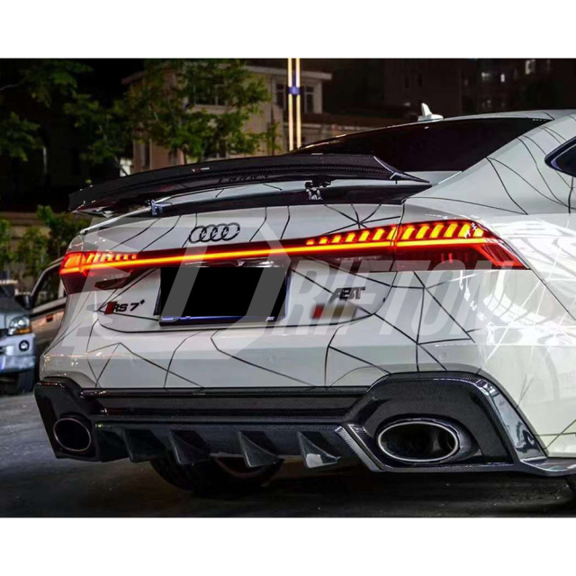PT Style Dry Carbon Fiber Rear Diffuser For Audi RS6 C8 RS7 2019-2022