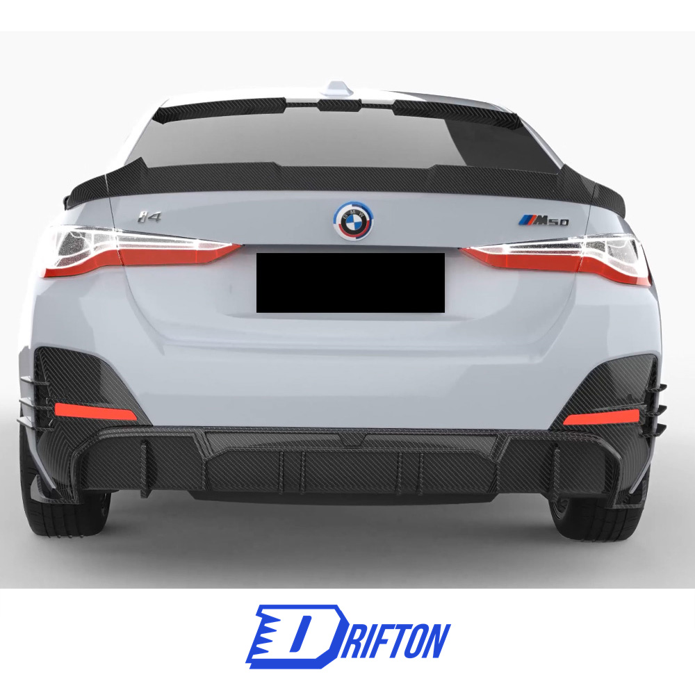 M Style Dry Carbon Fiber Rear Diffuser For BMW i4 2021-2024