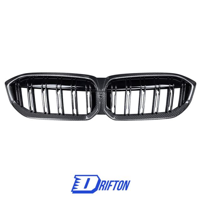 Double Slat Style Dry Carbon Fiber Front Grill For BMW 3 Series G20 LCI ...