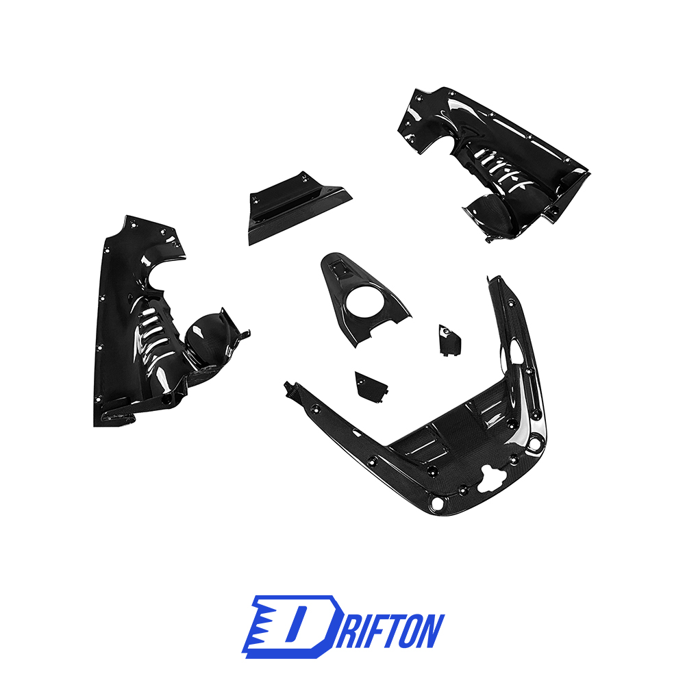 OEM Style Dry Carbon Fiber Engine Bay Compartment Set Cover Kit For ...