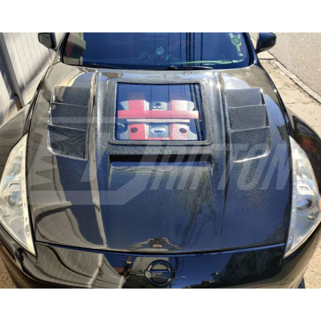 CMST Transparent Window Style Carbon Fiber Hood For Nissan 370Z Z34 ...