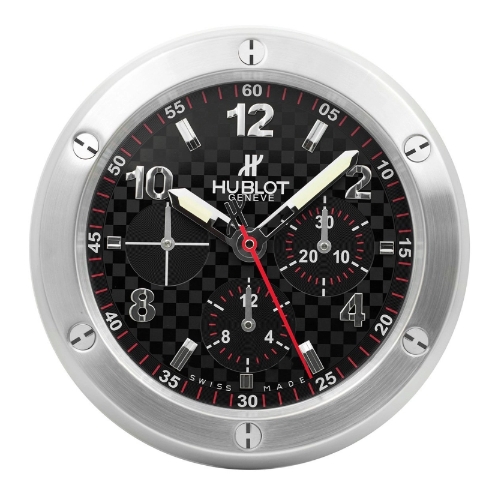 Hublot Big Bang Wall Clock | Carbon Fibre Chronograph Dial Silver & Black