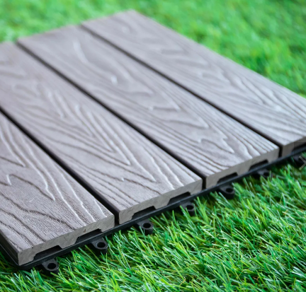 Decorative wood-plastic Composite Tile 3D embossed outdoor raw ...