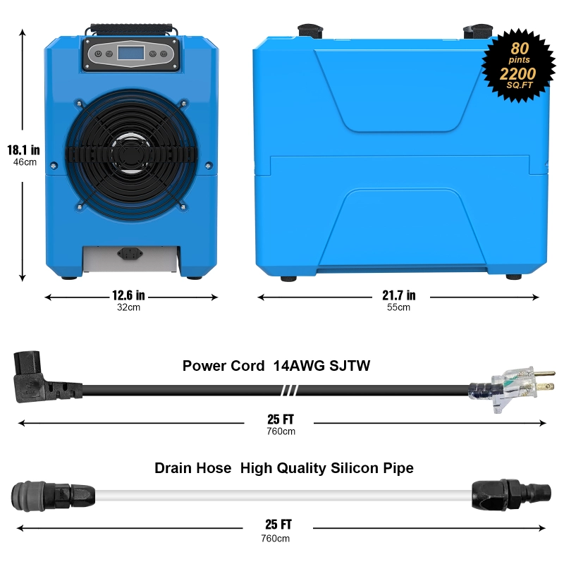 MOUNTO DH80 150Pints Compact Roto-Molded LGR Dehumidifier for Water ...