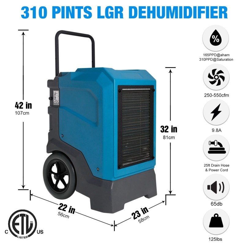 MOUNTO 310Pints LGR Commercial Dehumidifier with Pump and Drain Hose ...