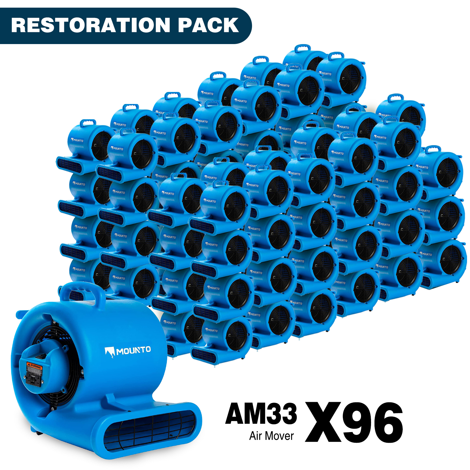 MOUNTO AM33 1/3HP 2000+ CFM Air Mover Blower Fan For Water Damage (96 ...